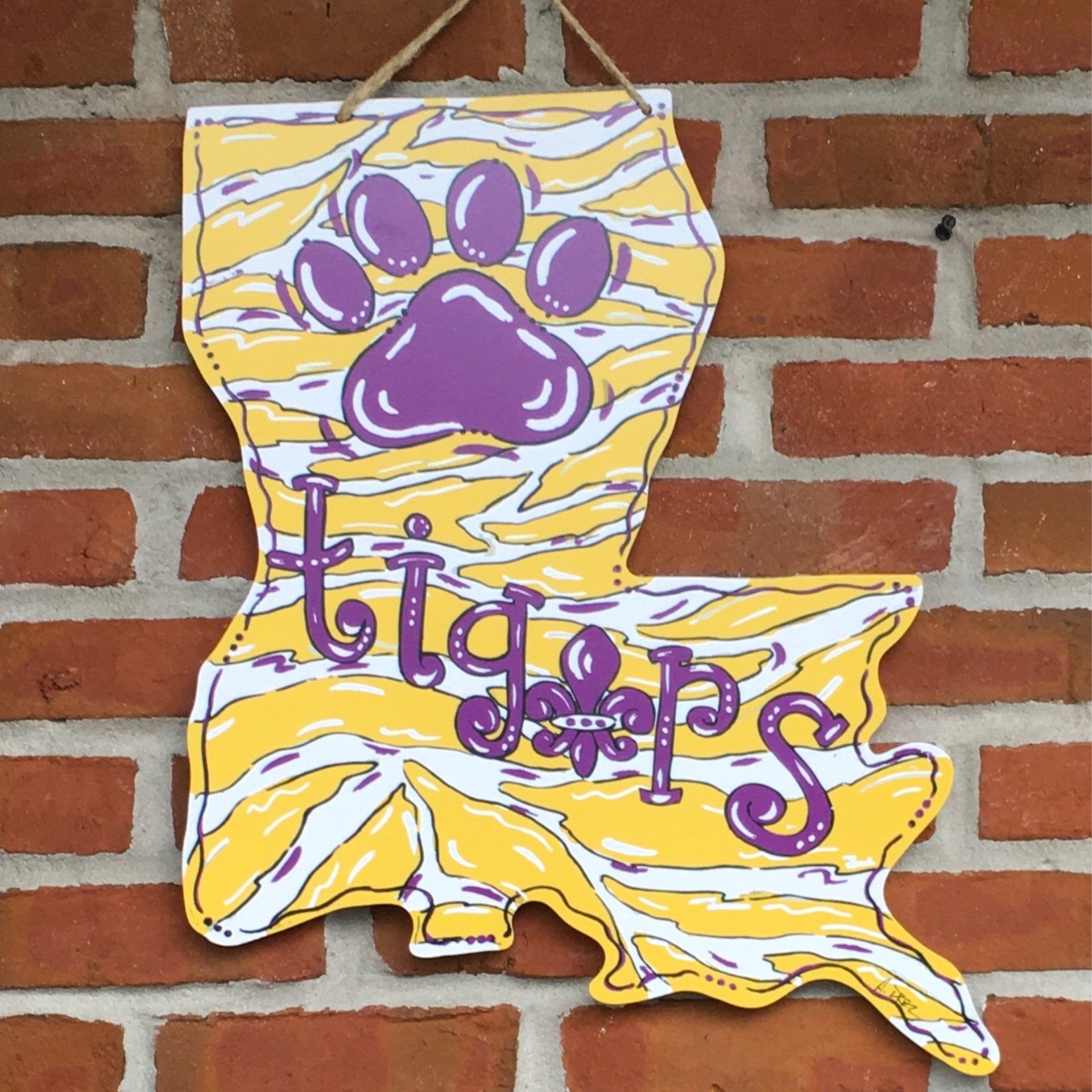 LSU Tigers Paw Print Door Hanger | NOLA Gifts and Decor